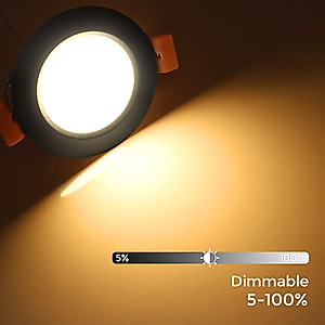 2 inch LED Recessed Lighting Dimmable Downlight, 3W(35W Equivalent), 3000K Warm White, Black LED Recessed Light with LED Driver (8 Pack)