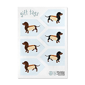CENTRAL 23 Dog Wrapping Paper - 6 Sheets of Dog Gift Wrap - Dachshund - Sausage Dogs - Pets - Doggo - Blue Wrapping Paper For Women Men Girls Boys - Comes With Fun Stickers Recyclable