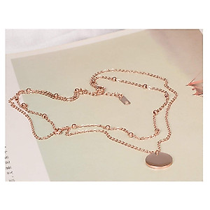 RoseGold Layered Necklace for Women - Coin Choker Necklace Charm Pendant Necklace