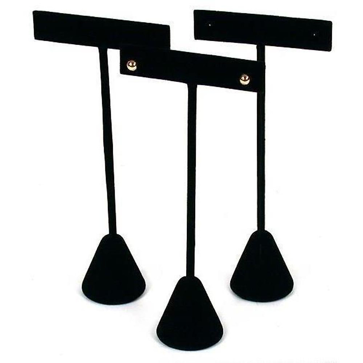 FindingKing 3 Black Velvet Earring T Stand Showcase Displays 5.75"