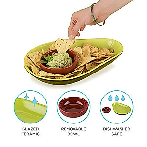 TrueZoo Avocado Chip & Dip Bowl, Guacamole Serving Tray, Appetizer Platter, Party Dish