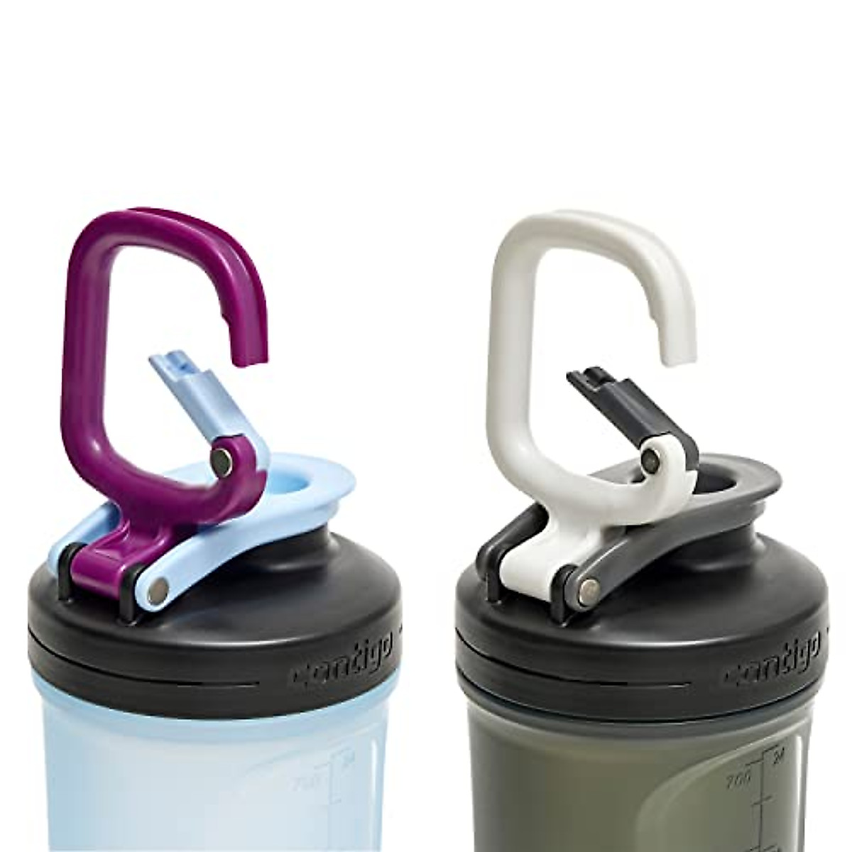 Contigo Fit Shake & Go 2.0 Shaker Bottle with Leak-Proof Lid, 28oz Gym Water Bottle with Whisk and Carabiner Handle, Dishwasher Safe Mixer Bottle, 2-Pack Periwinkle & Sake