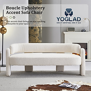 Yoglad Boucle Modern Curved Loveseat Sofa,Contemporary Small Couch,Teddy Upholstered Leisure Sofa,for Living Room,Bedroom,Reading Lounge(3 Piece Set Beige)