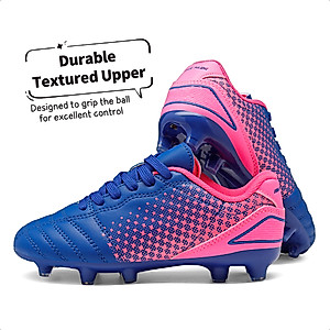 DREAM PAIRS Boys Girls Outdoor Sport Football Shoes Soccer Cleats for Little/Big Kid,Size 2 Little Kid,Royal/Blue/Fuchsia,SUPERFLIGHT-1K