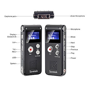 8GB Digital Voice Recorder Voice Activated Recorder for Lectures Audio EVP Recorder Mini Portable Tape Dictaphone with Playback Mp3 Player