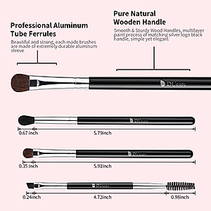 DUcare Eyeshadow Brush Set 6pcs Premium Eye Makeup Brushes Professional Eyeshadow Brushes with Double-Ended Angled Eyebrow Brush,Concealer, Blending, Eyeliner (Black)