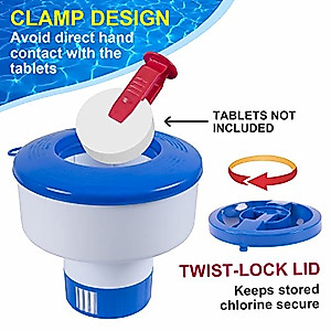 Sepetrel Pool Chlorine Floater Dispenser with Tablets Clamp, Durable & Adjustable Release Floating Dispenser,for Pool or Spa