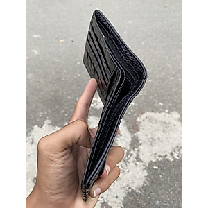 Viet Nam Black Double Side Genuine Real Alligator Hornback Leather Bi-fold Men's Wallet ,Handmade Crocodile Leather Wallet Men, XL