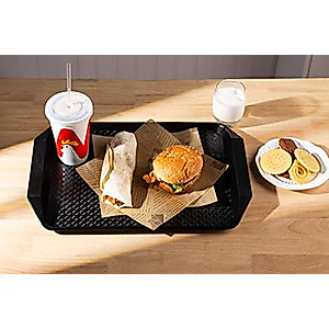 Eslite Plastic Fast Food Serving Tray,16.95 by 11.82-Inch,Set of 12 (Black)