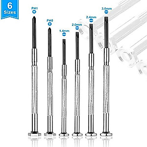 6PCS Mini Screwdriver Set, Small Screwdriver Set with 6 Different Size Flathead and Phillips Screwdrivers, Precision Screwdriver Set for Jewelry, Watch, iPhone, Eyeglass Repair