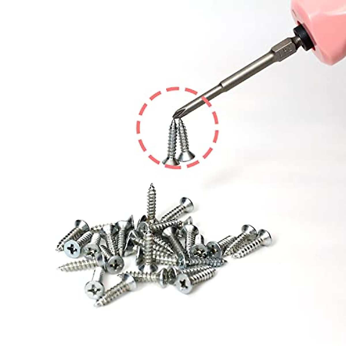 HYBRO Rechargeable Cordless 3.6V Screwdriver Set, Electric and Manual Battery Powered, Repair, Home Improvement Tool for Women - Max 10N.m Torque, 10pcs Bit Set, USB Charge, LED Light - H200M (Pink)