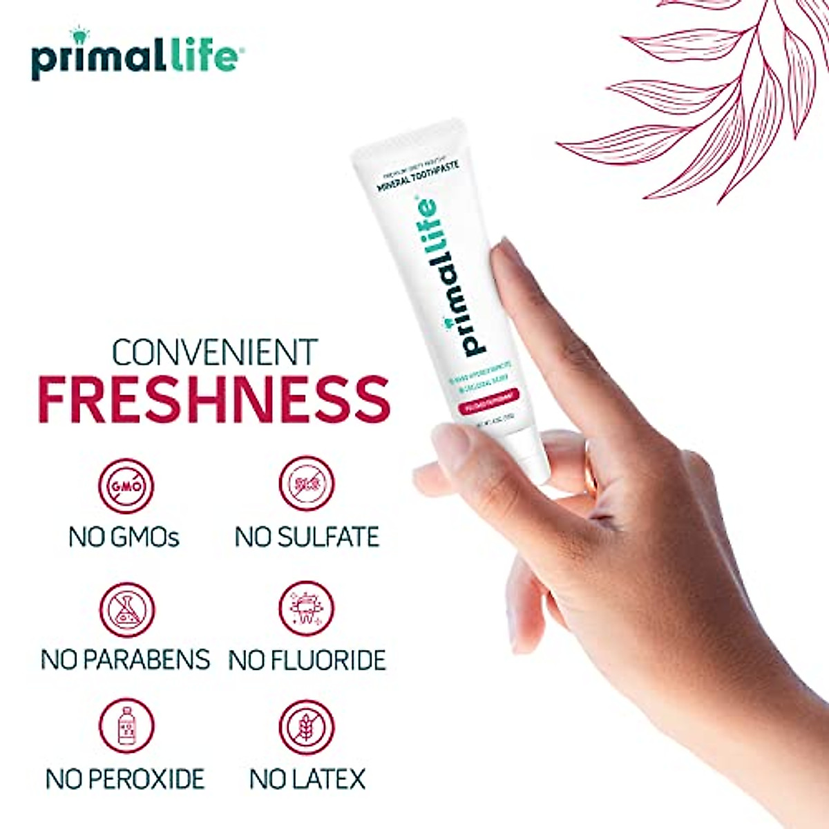 Primal Life Organics - Dirty Mouth Natural Alkalizing Toothpaste, Hydroxyapatite, Flavored Essential Oils, Natural Kaolin, Bentonite Clay, Colloidal Silver, Organic, Vegan (Peppermint Flavor, 4oz)