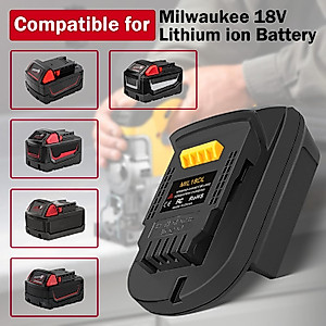 MIL18DL Battery Adapter for Milwaukee to for Dewalt Tool, TEPULAS Adaptor Converter for Milwaukee M18 18V Li-ion Batteries to for Dewalt 20V Power Tools (No Battery)