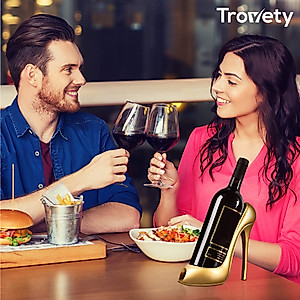 Trovety Shoe Wine Rack Holder - Bottle Keeper with High-Heel Design - Display & Storage Accessories - Table Centerpiece & Home Decorations for Kitchen, Restaurant, Bar, Hotel (Champagne)