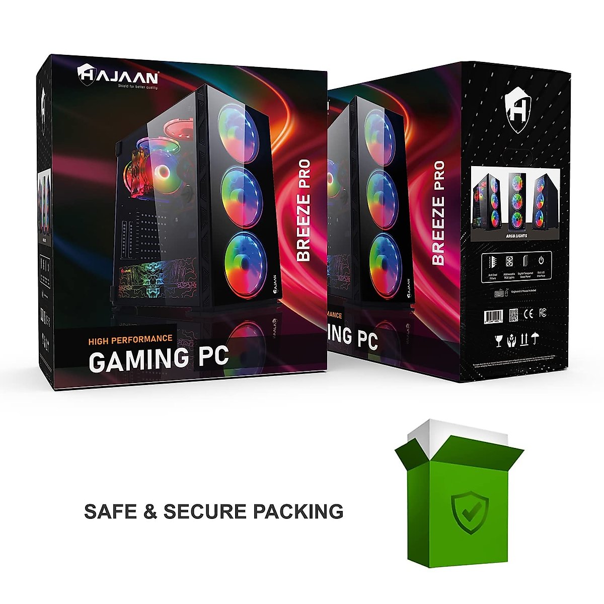 HAJAAN BREEZE PRO Gaming Desktop Tower PC with 27 Inch Gaming Monitor - Intel Core i5-10400F Processor UpTo 4.30 GHz, 16GB DDR4 RAM, 512GB SSD, GeForce GTX 1650 4GB, Windows 11 Pro