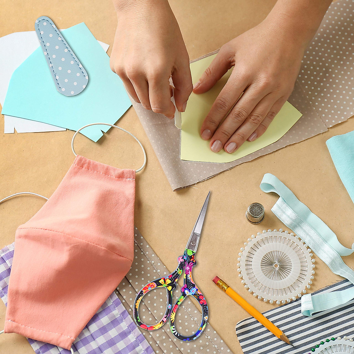 Hisuper Sewing scissors sharp scissors Embroidery Scissors Crafting Threading Scissors with Leather Scissors Cover for Needlework Craft Art Work Manual Sewing Handicraft DIY Tool