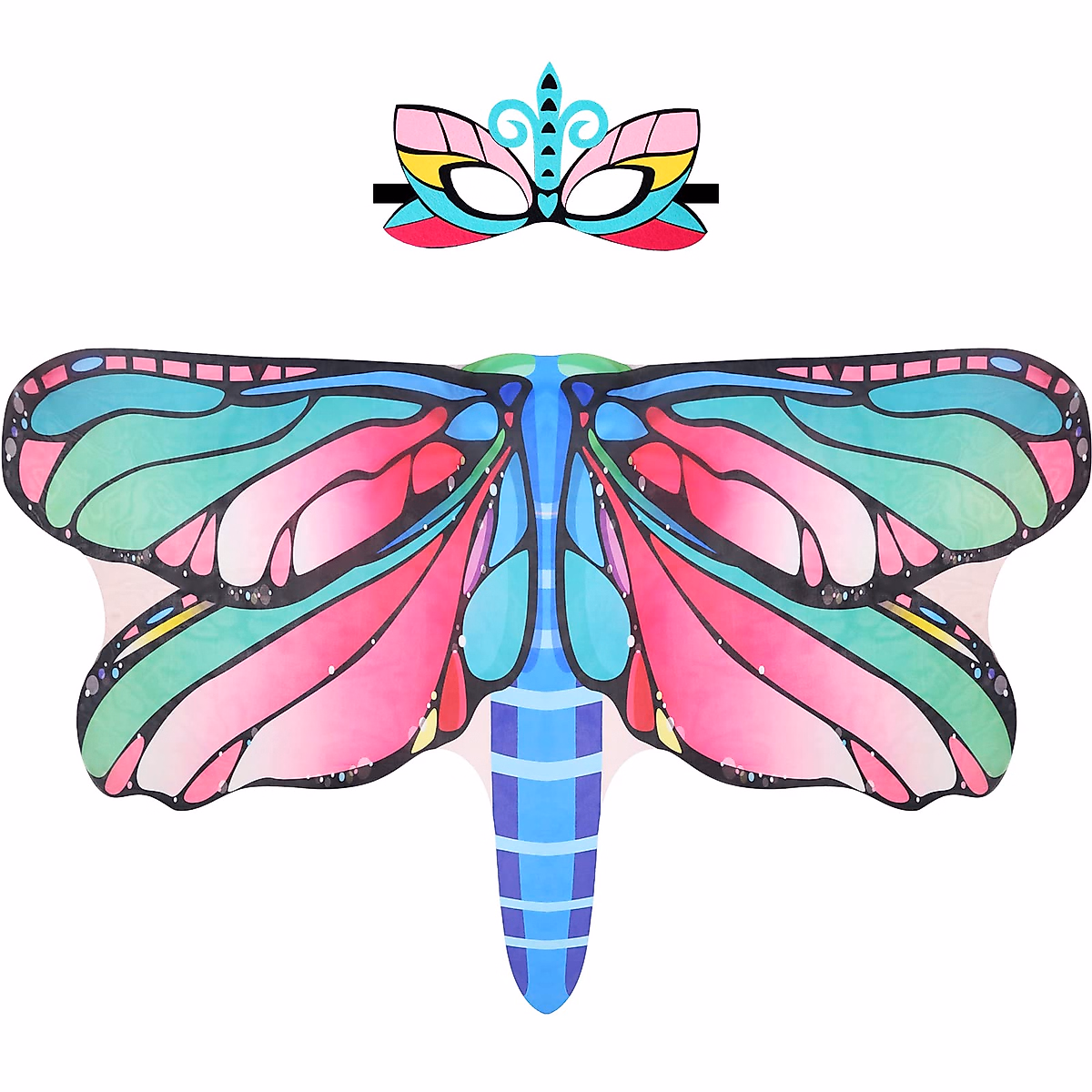 iROLEWIN Kids Bug-Costume Dragonfly-Wings for Girls and Mask Butterfly Dress-Up Wings as Boys Halloween Party Favors