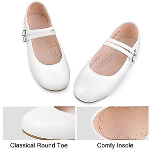 MIXIN Girls Dress Shoes Mary Jane Shoes for Girl Ballet Flats Back to School Princess Wedding Shoes White Size 1