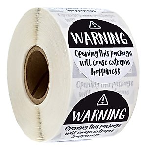 Black and White Adorable Warning Extreme Happiness Labels / 500 Cute Small Business Package Stickers / 1.5" Labels Adorable Happy Mail Envelope Seals/Made in The USA