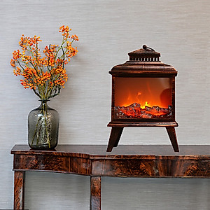 Backbayia 3D Hanging Flameless Lantern Retro Style Decorative Night Lamp for Home Living Room Garden Office (31x15.5x48cm)