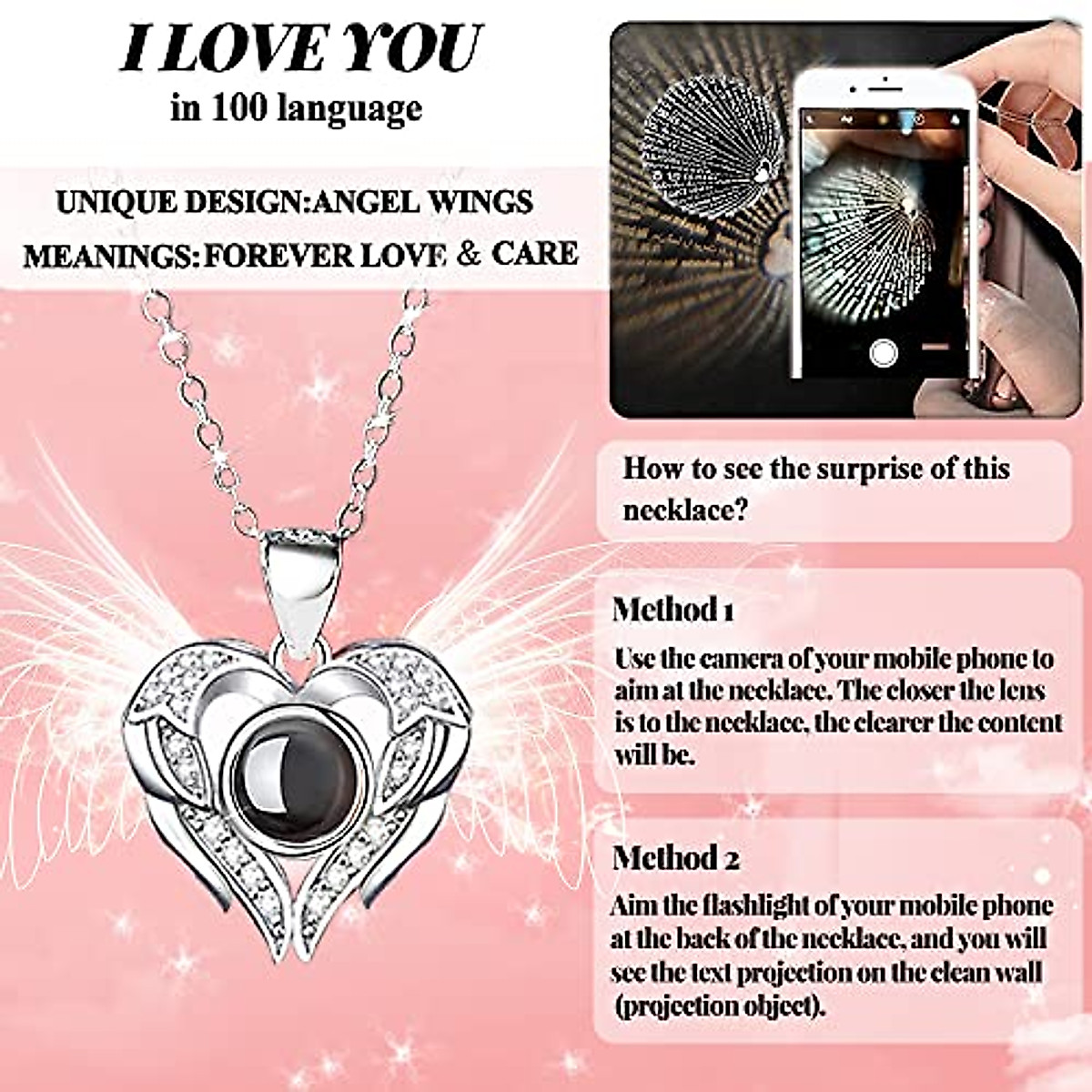 Preserved Real Rose with I Love You Necklace 100 Languages, Gifts Idea for Her Mom, Women, Girlfriend or Wife on Valentine's Day, Mother's Day, Birthday, Anniversary, Thanksgiving, or Christmas.