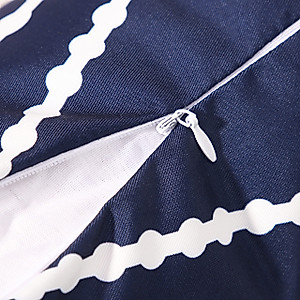 Adabana Outdoor Waterproof Boho Throw Pillow Covers Geometric Pillow Cases for Patio Garden Set of 2, 18 X 18 Inches Navy Blue