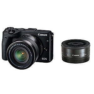 Canon EOS M3 Mirrorless Camera (Black) with EF-M 18-55mm IS STM and EF-M 22mm f/2 STM Lenses - International Version (No Warranty)