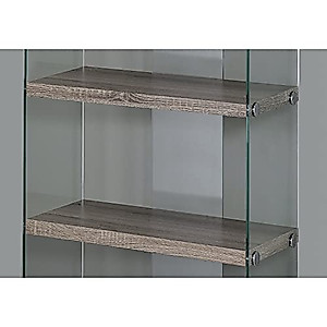 Monarch Specialties Bookcase - 5-Shelf Etagere Bookcase - Contemporary Look with Tempered Glass Frame Bookshelf - 60"H (Dark Taupe)