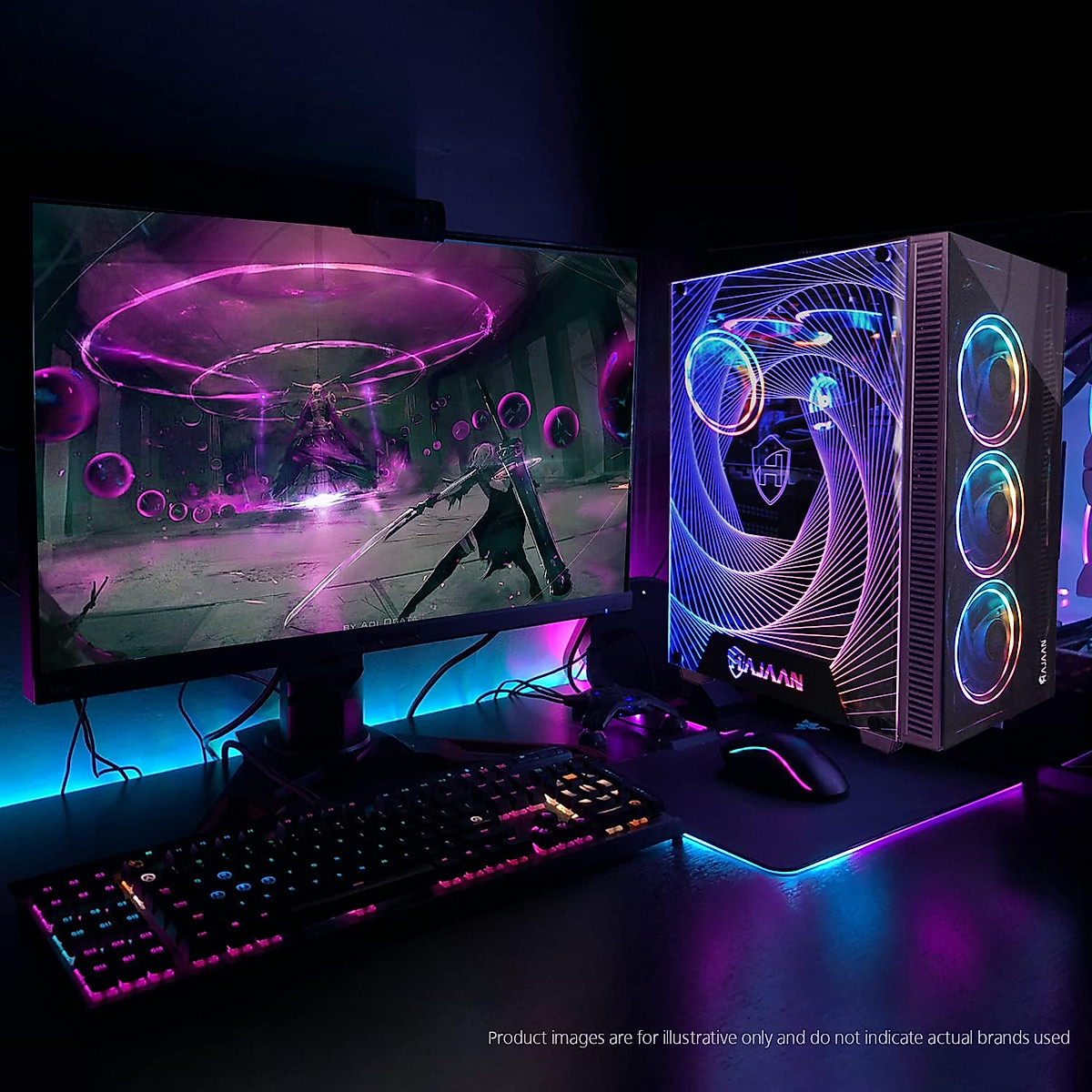 HAJAAN CYCLONIA Computer Desktop VR Gaming PC - Liquid Cooled - Intel i9-10850K 10-Core Processor Upto 5.2 GHz - RTX 3060 12GB GDDR6-64GB DDR4-2TB SSD - Windows 11 Pro