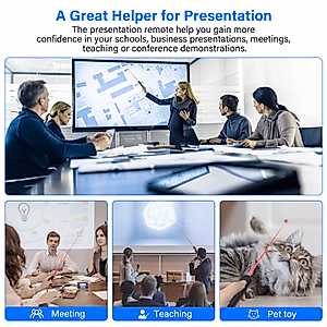 NinjaABXY Presentation Clicker with Pointer Stylus Pen for Touch Screen, Rechargeable Wireless Presenter Remote, RF USB PowerPoint Clicker, Slide Advancer with Hyperlink Volume Control for Mac PC