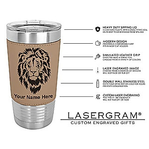 LaserGram 20oz Vacuum Insulated Tumbler Mug, Railroad Crossing Sign 1, Personalized Engraving Included (Faux Leather, Light Brown)