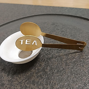 Ousyaah Tea Bag Squeezer (4 Pack), Stainless Steel Oval Tea Bag Squeezer Tongs, Tea Filter Coffee Bag Clamp Tea Strainer Grip Holder Lemon Slice Clip, Mini Ice Sugar Tongs Tea Bag Spoon