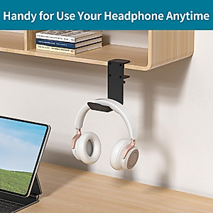 tiebutie Universal Metal Headphone Holder Hook Hanger Headset Holder Stand Under Desk with Adjustable Arm Clamp PC Gaming Headset Headphone Stand Mount for Most Headphones and Other Accessories