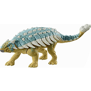 Mattel Jurassic World Camp Cretaceous Roar Attack Ankylosaurus Bumpy Posable Dinosaur Action Figure Toy, Strike Feature & Sounds