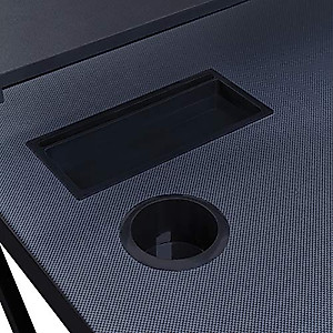 OSP Home Furnishings Emulator Battlestation Gaming Desk with RGB LED Lights, Black