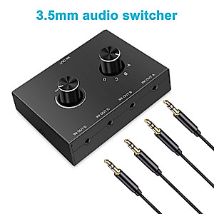 3.5mm Audio Selector Audio Switcher, Speaker Switch, AUX Switch Box, AB Switcher Selector, Bi-Directional (3.5mm 1In-4Out/4In-1Out)