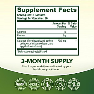 HealthA2Z® Multi Collagen Pills | 1735 mg | 270 Collagen Capsules | Types I, II, III, V & X | for Healthy Skin, Hair, Nails & Joint Support