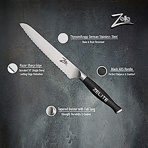 Zelite Infinity Serrated Utility Knife Kitchen, 6 Inch Knife, Chopping Knife, Kitchen Utility Knife, Knife Kitchen Utility, Kitchen Knife - German High Carbon Stainless Steel - Razor Sharp Knife
