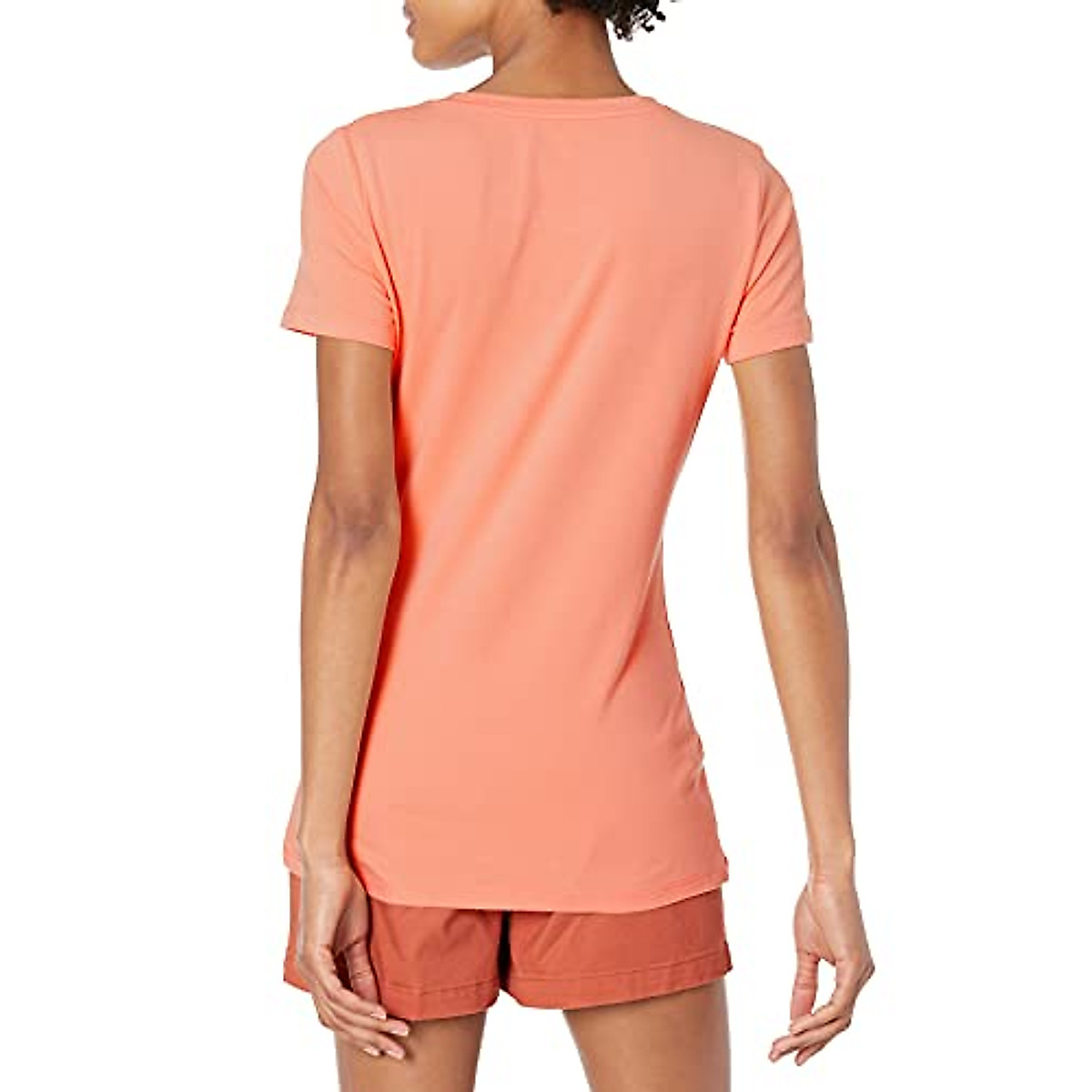 Amazon Essentials Women's Classic-Fit Short-Sleeve Crewneck T-Shirt, Pack of 2, Blue/Coral Orange, Medium