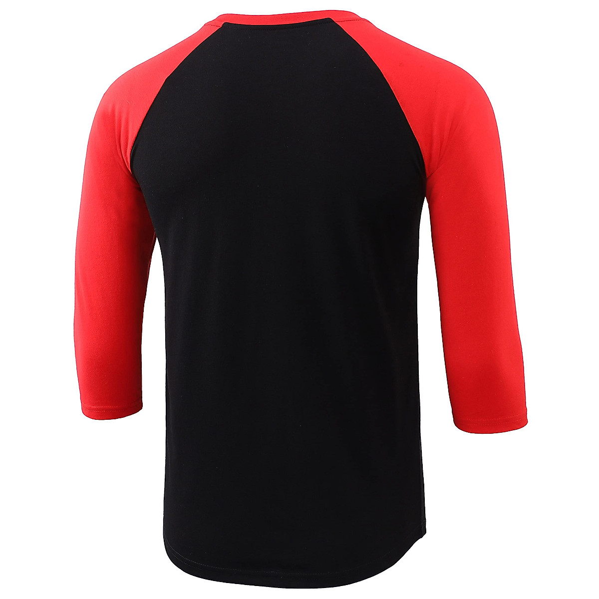 KNQR Mens Casual Basic Soft Tagless 3/4 Sleeve Active Sports Running Hiking Baseball Tee Shirts Black/Flame Red M