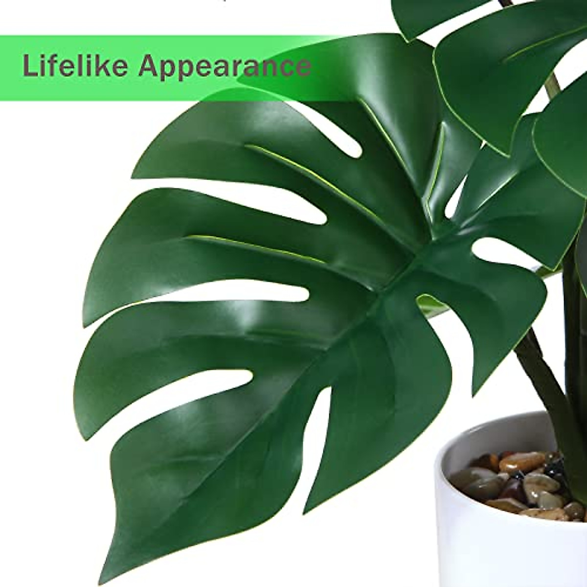 Kazeila Fake Monstera Plant Artificial Tropical Split Leaf Plant Faux Desk Plant for Indoor Decoration Perfect Housewarming Gift
