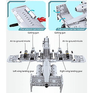 MEOA A10 Warthog Plane Building Toys 961PCS WW2 Fighter Jet Building Blocks Set Air Force Airplane Model Kits Bricks Toy Gifts for Teens and Adults