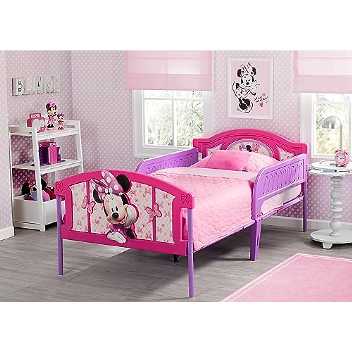 Delta Children Plastic 3D-Footboard Twin Bed, Disney Minnie Mouse Snooze 6 inch Memory Foam Twin Mattress (Bundle)