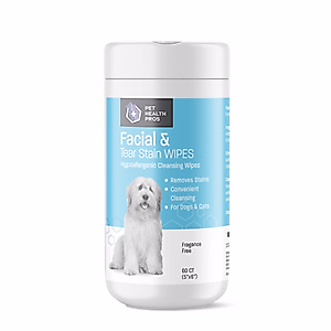 Pet Health Pros Dog Eye Wipes Tear Stain Remover for Dogs & Cats - Cat and Dog Tear Stain Remover Wipes - Cat Eye Wipes to Clean Tear Stains, Crust and Dirt - Fragrance Free Eye Wipes for Dogs - 60 ct