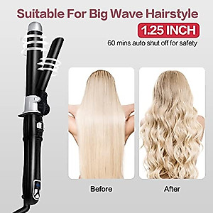 TANSHINE Curling Iron 1.25 Inch, Automatic Waver Curling Wand, Auto Rotating Hair Curler 32mm Barrel, Hair Waving Iron Hair Styling, Hair Crimper with Adjustable Heat Settings, Black