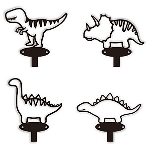 4 Piece Set Cartoon Dinosaur Silhouette Shape Coat Hooks Wall Mounted Matte Black Metal Wall Hanger Hooks for Coat Hat Garments Leashes Modern Minimalist Design Dinosaur Room Decor for Boys Girls Kids
