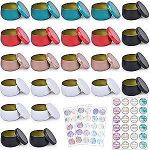 24 Pack 8 oz Candle Jars for Making Candles, Large Metal Candle Jars with Lids, Tin Candle Containers for DIY Candles Making, Arts & Crafts, Storage, Kitchen, Holiday Gifts, Party Supplies, 5 Color