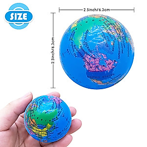 24 PCS Globe Squeeze Balls,2.5 Inch Stress Ball,Pressure Relieving Health Balls,Foam Squeeze Balls for Kids,School,Classroom,Party Favors
