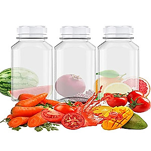 Axe Sickle 3 Pcs 8 Ounce Juice Bottles Plastic Milk Bottles Bulk Beverage Containers with Tamper Evident Caps Lids White for Milk, Juice, Drinks and Other Beverage Containers