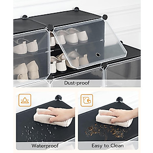 HOOBRO Shoe Rack, 6 Cubes Shoe Organizer with Doors, Plastic Panel Shoe Storage Cabinet for 24 Pairs of Shoes, for Closet, Bedroom, Entryway, Hallway, Black BK26SC01G1